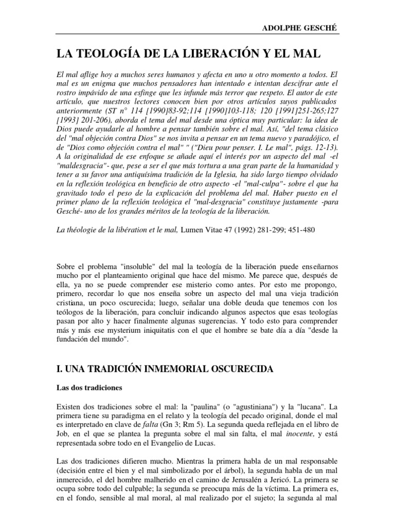 Teología de la Liberación y el Mal | PDF | Pecado | Salvación