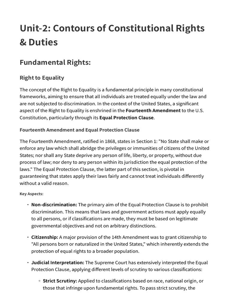 Unit-2 Contours of Constitutional Rights & Duties | PDF | First ...
