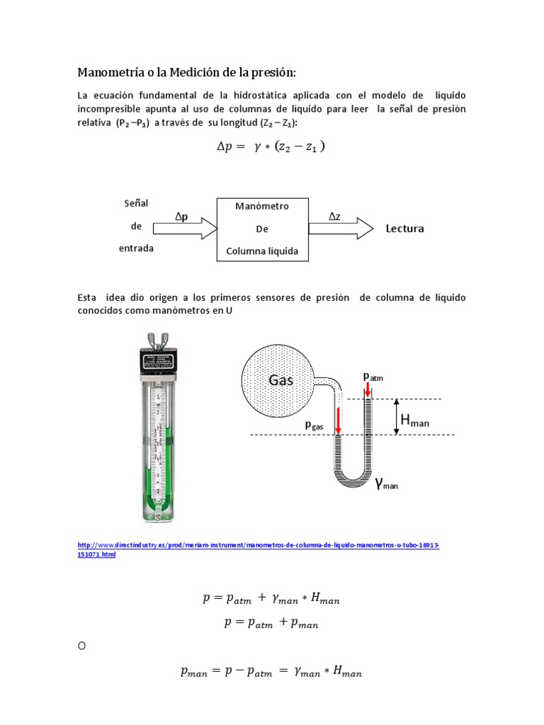 11 Manometria | PDF | Medida de presión | Vacío
