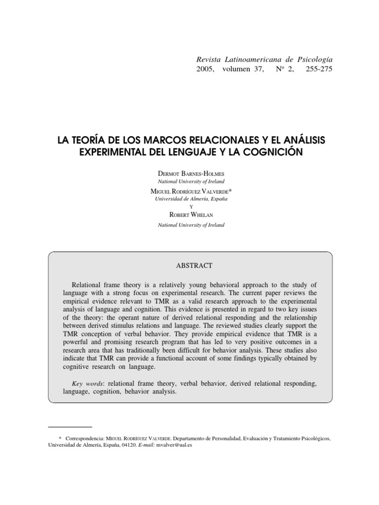 Teoría de Marcos Relacionales y Lenguaje | PDF