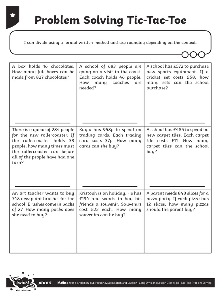 t2 m 5879 Differentiated Problem Solving Tic Tac Toe Activity Sheets | PDF