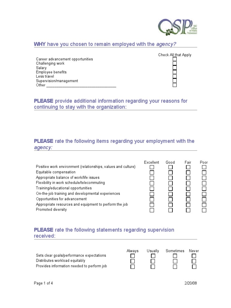Employee Retention Survey Questionnaire | PDF | Organizational Behavior ... Employee Retention Survey Questionnaire | PDF | Organizational Behavior ...