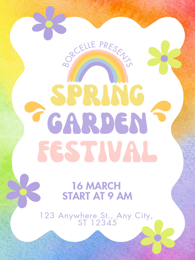 Colorful Retro Illustrative Spring Festival Flyer | PDF