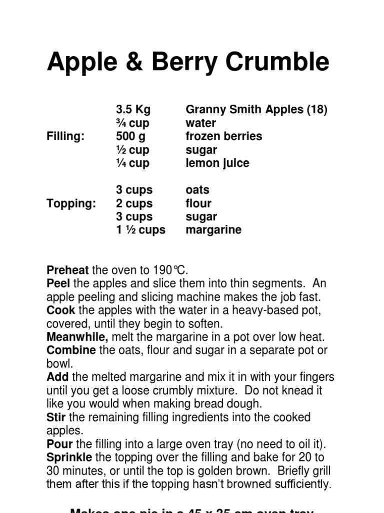 Apple Berry Crumble Recipe Guide | PDF | Cooking, Food & Wine
