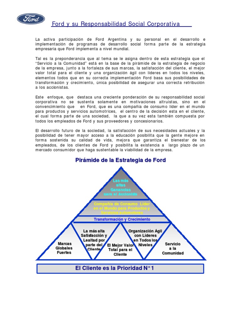 Ford. RSC | PDF | Responsabilidad social corporativa | Educación Secundaria