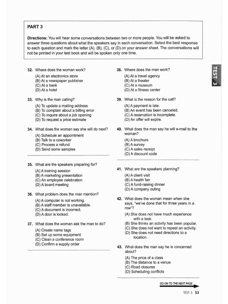 Part 3 Test 1 | PDF