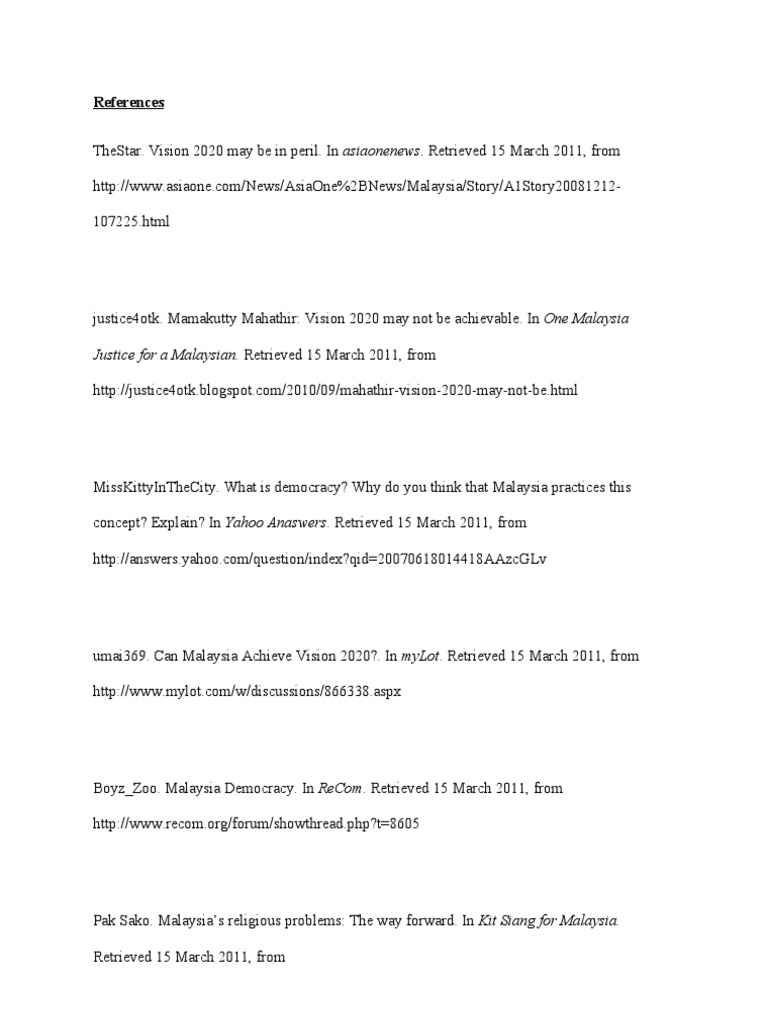 Malaysia Vision 2020 & democracy analyzed | PDF | Malaysia | Strait Of ...