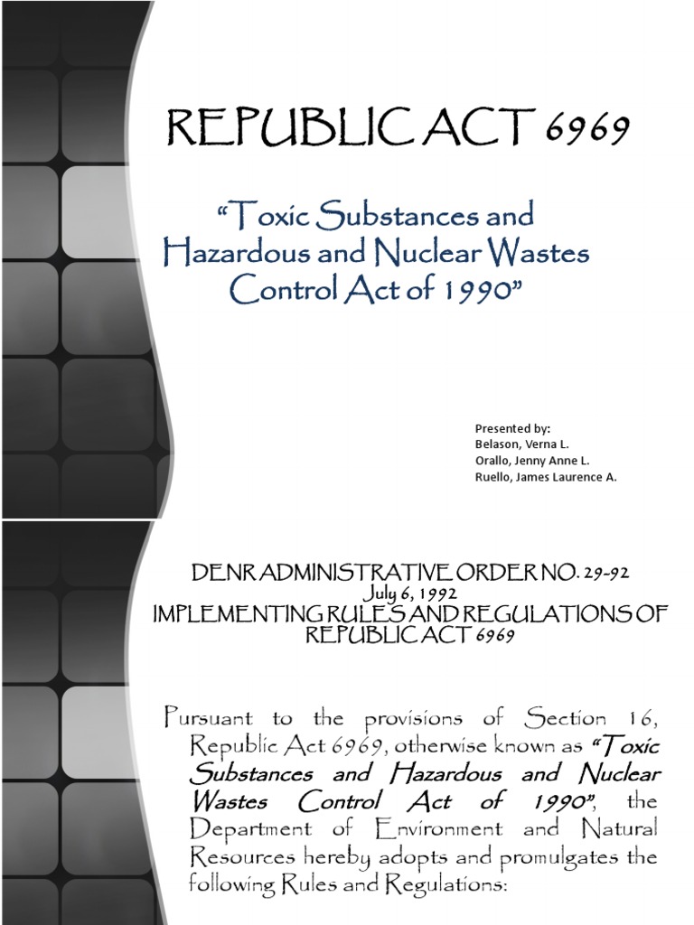 Republic Act 6969 (1) | Hazardous Waste | Confidentiality