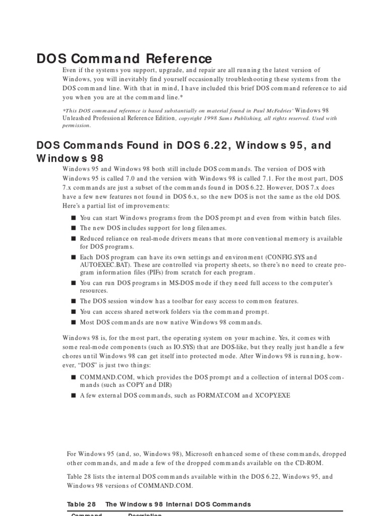 DOS Command Reference | PDF | Dos | Computer File DOS Command Reference | PDF | Dos | Computer File