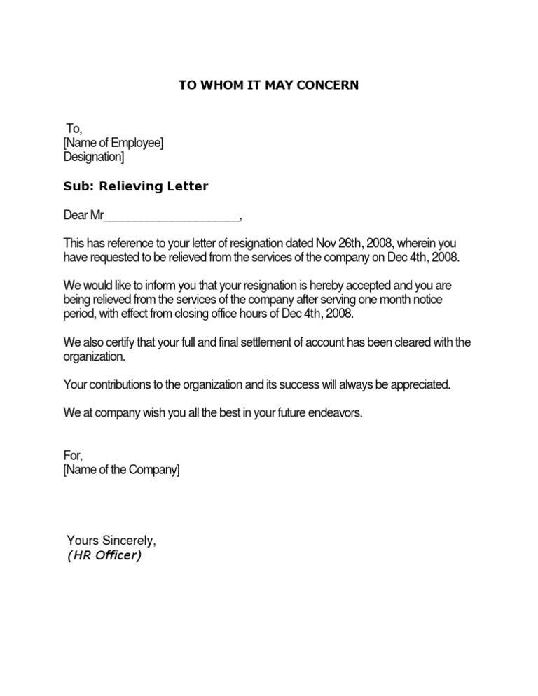 Releaving Letter | PDF | Business