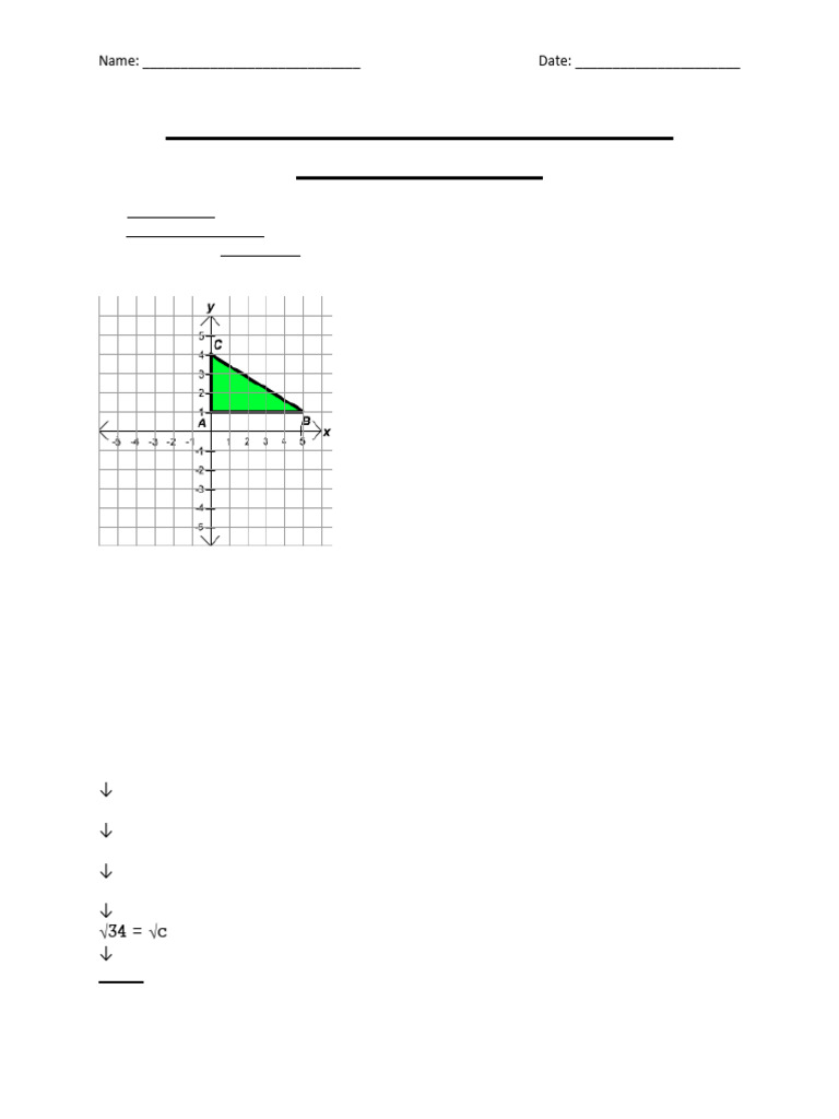 Notes 8-4 - Pythagorean Theorem on Coordinate Plane PDF | PDF