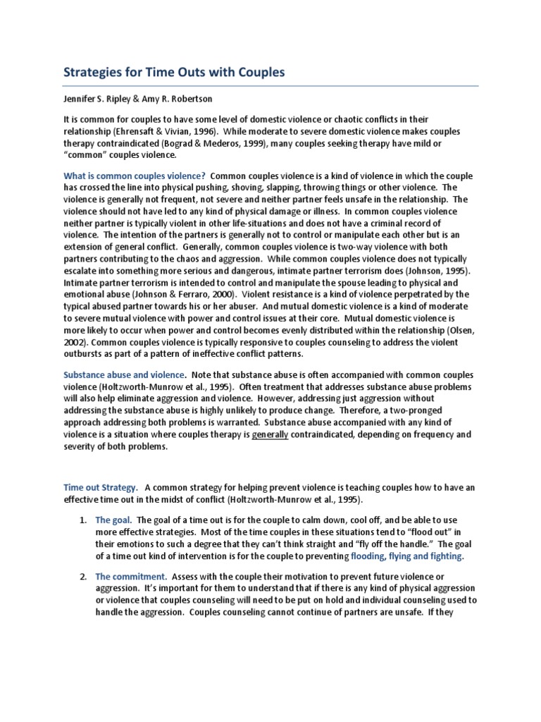 Effective Time Out Strategies for Couples | PDF | Relationship ...