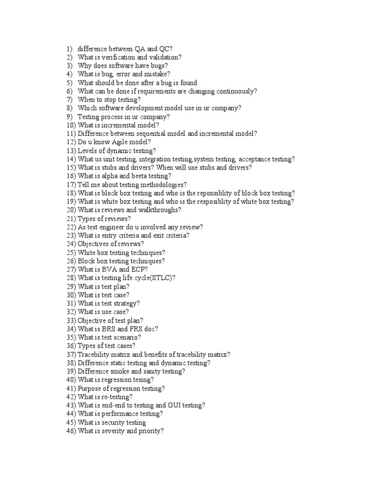 Manual Interview Questions | PDF