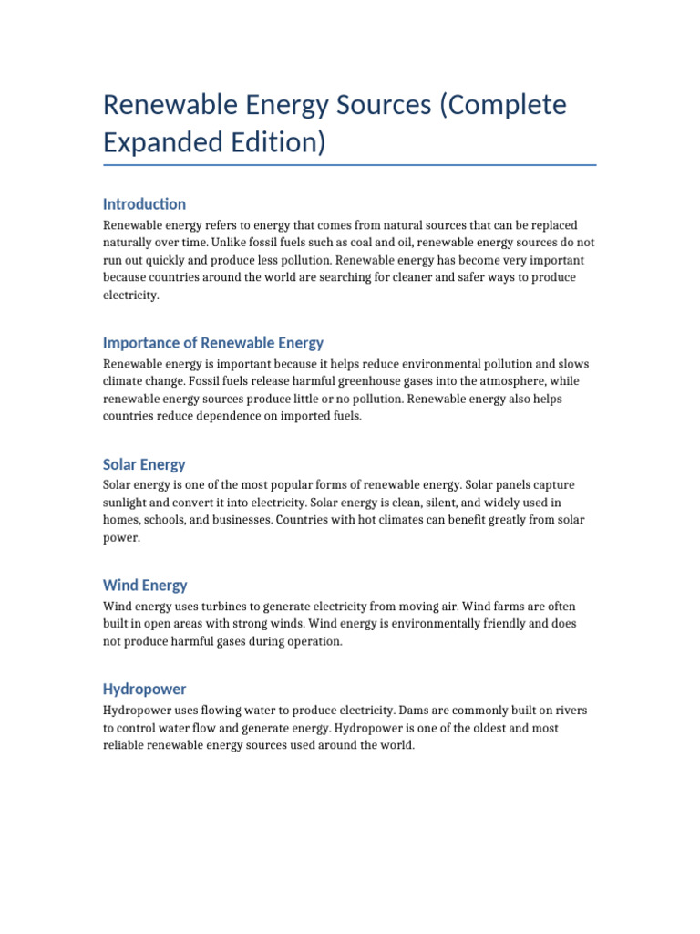 Renewable Energy Complete Expanded | PDF | Renewable Energy | Energy ...