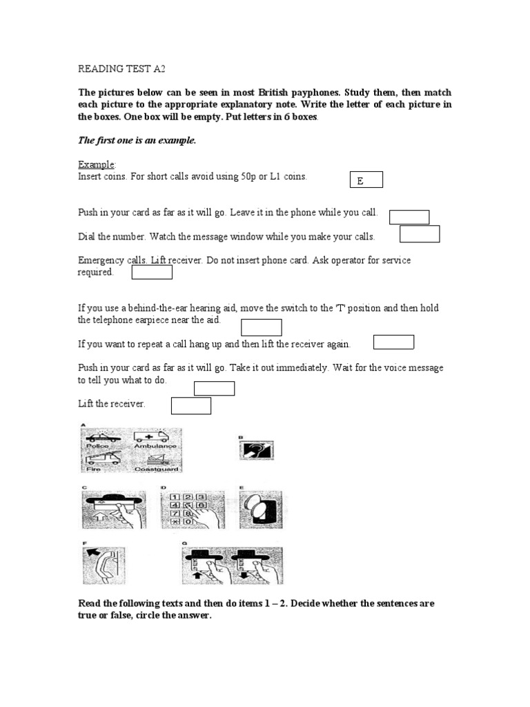Reading Test A2 | PDF