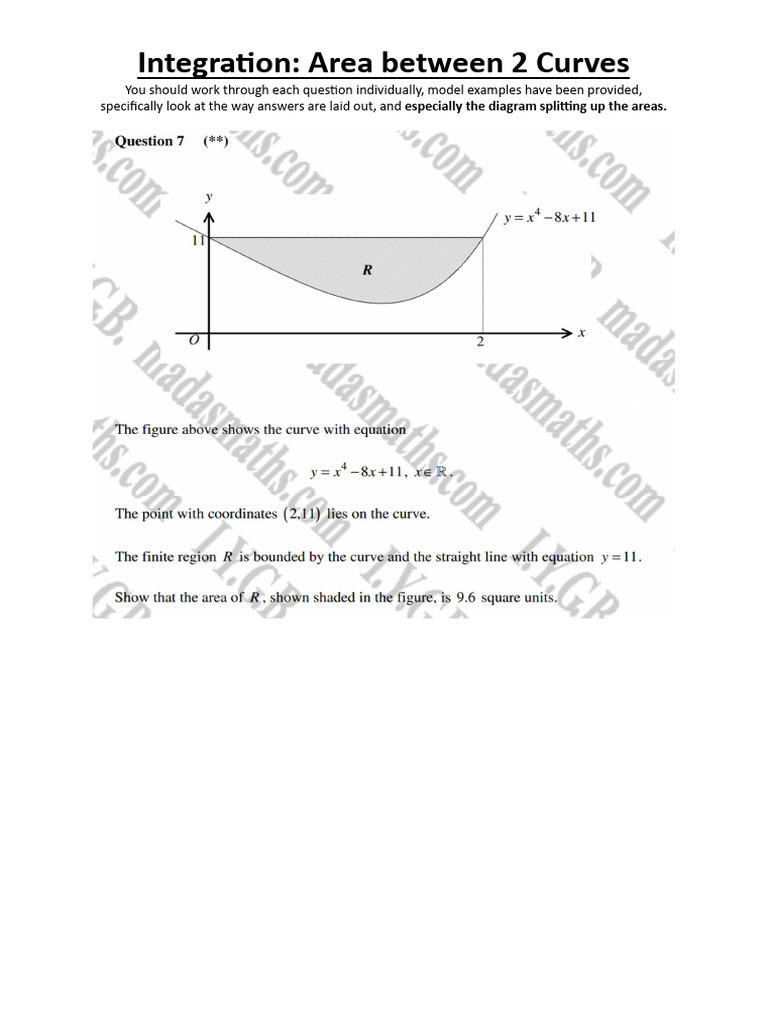 Integration Area Between 2 Curves Model Examples | PDF