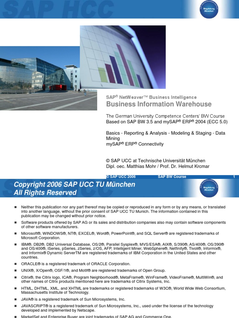 BW Training Slides V2.1a | PDF | Data Warehouse | Business Intelligence