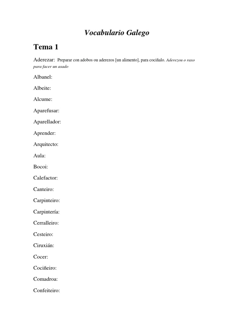 Vocabulario Galego | PDF