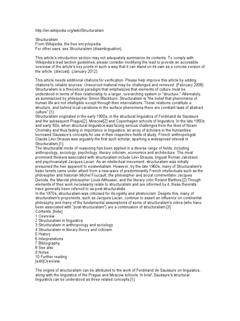 Structuralism | Download Free PDF | Linguistics | Philosophical Movements Structuralism | Download Free PDF | Linguistics | Philosophical Movements