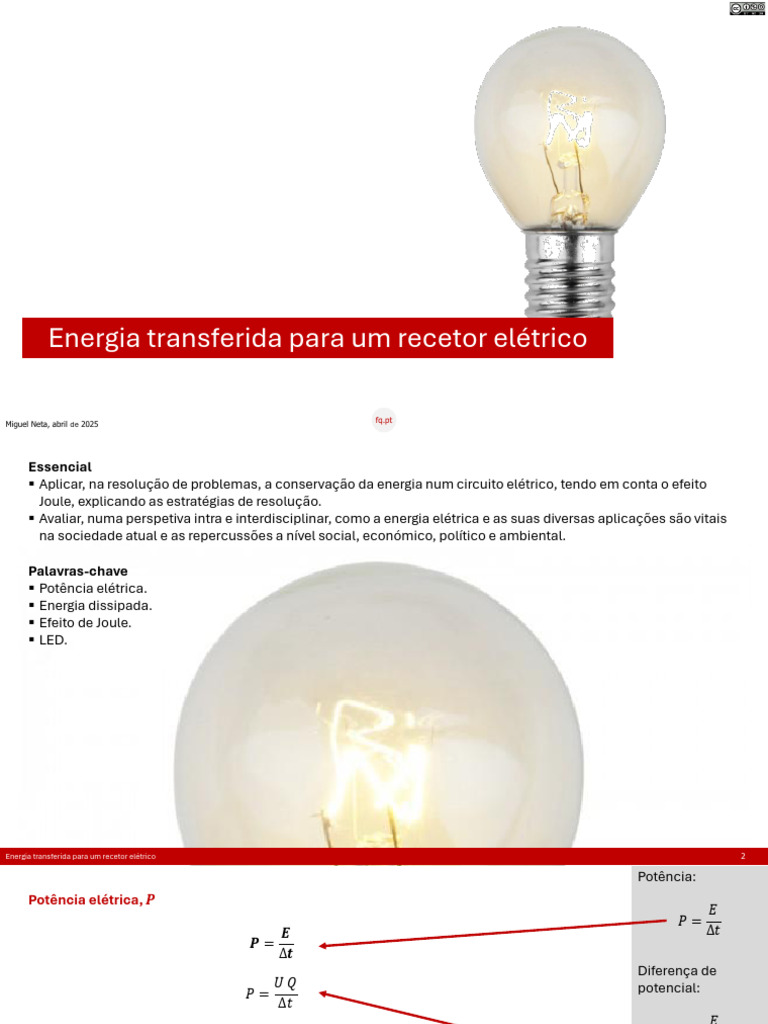 10ano F 2 2 Energia Transferida Para Um Recetor Eletrico | PDF ...
