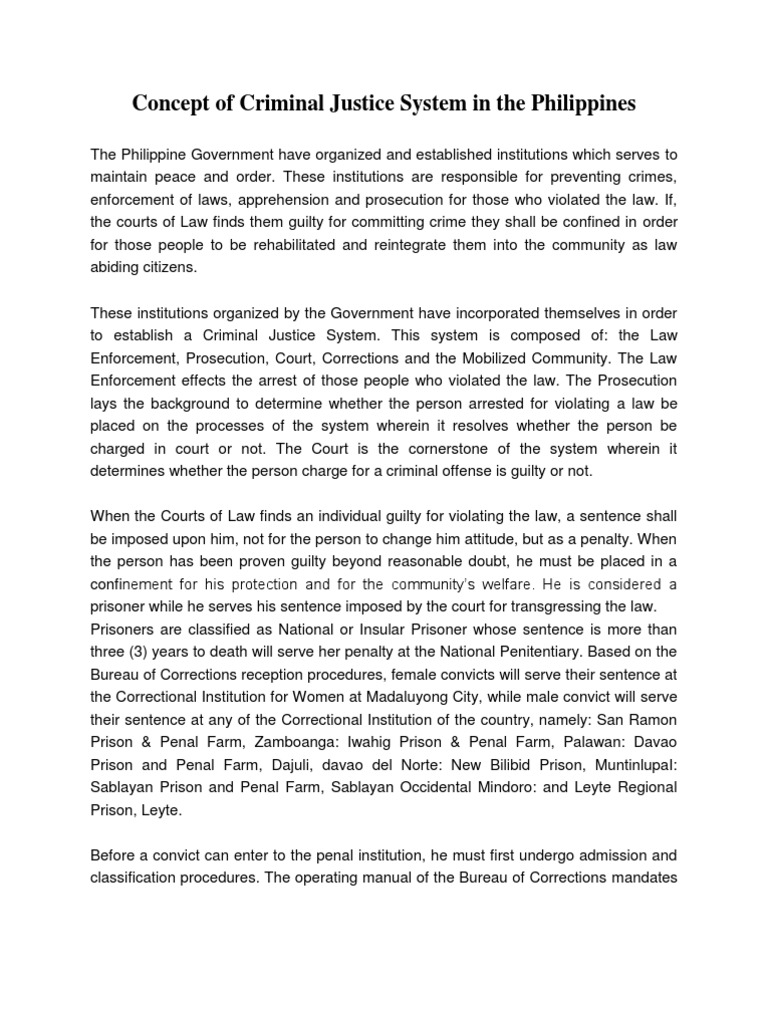 Overview of Philippine Criminal Justice System | PDF | Prison ...