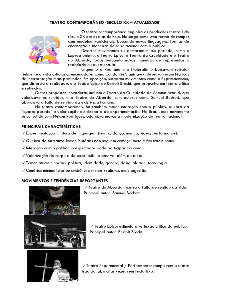 Resumo Teatro Contemporâneo | PDF