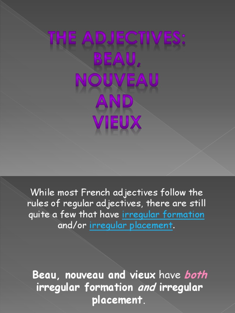 Beau.nouveau.vieux | Grammatical Gender | Adjective