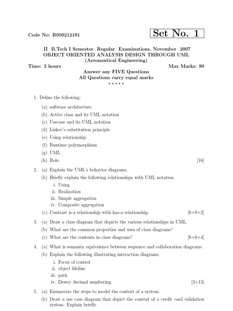 R050212101 Object Oriented Analysis Design Through Uml Pdf Unified Modeling Language Use Case
