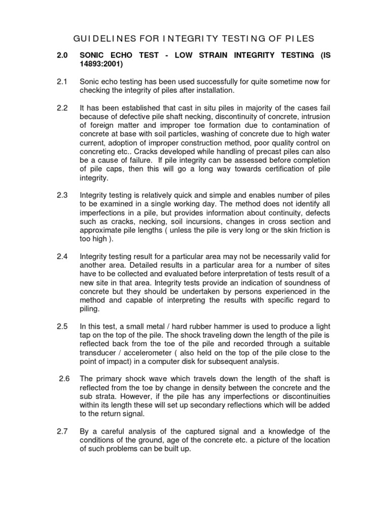Pile Integrity Test2.pdf | Deep Foundation | Concrete
