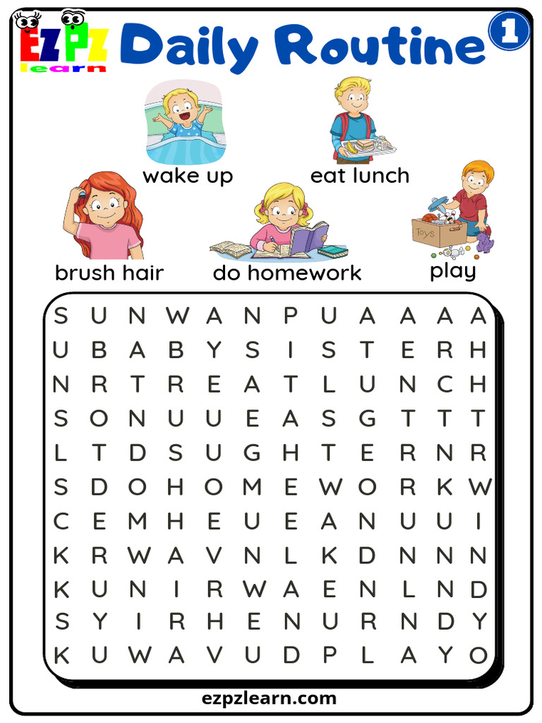 Daily Routine G1 Word Search | PDF