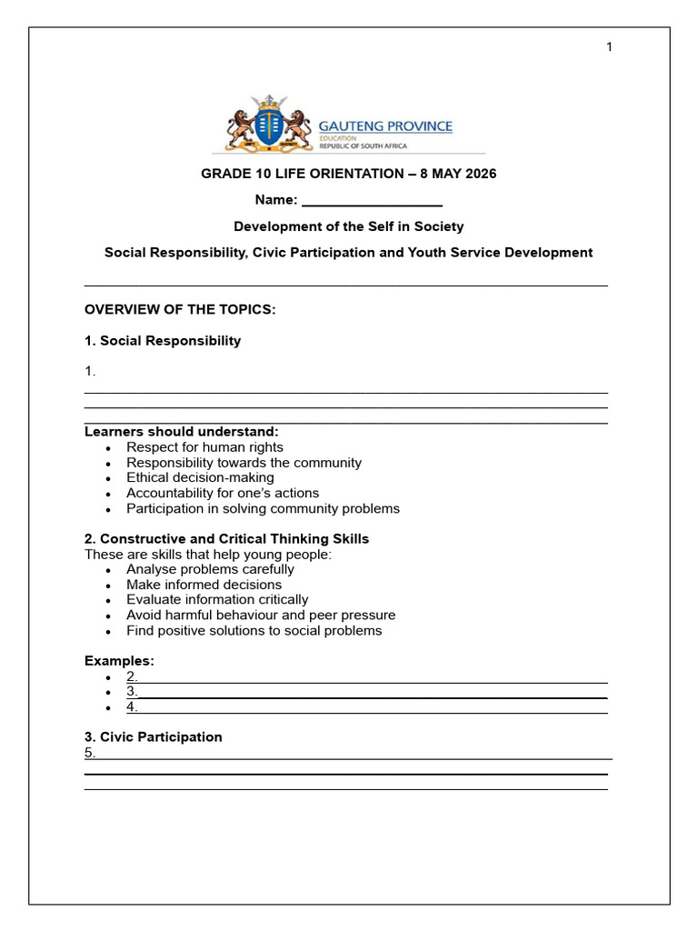 GR10_LO_STUDENTS_CIVIC RESPONSIBILITY_VOLUNTEERISM_2026 | PDF