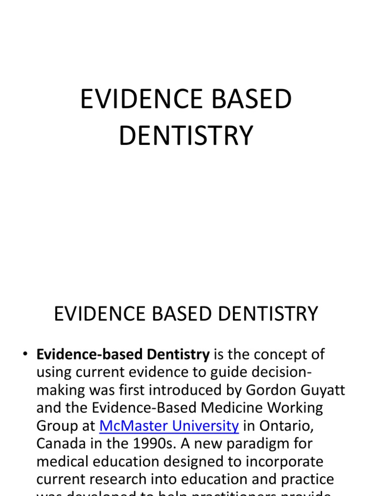 Evidence Based Dentistry | PDF