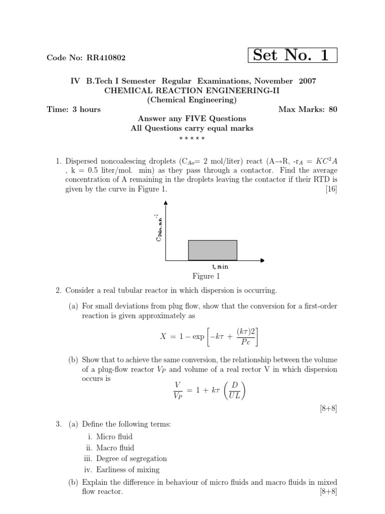 Chemical Reaction Engineering Exam Questions | PDF | Chemical Reactor ...