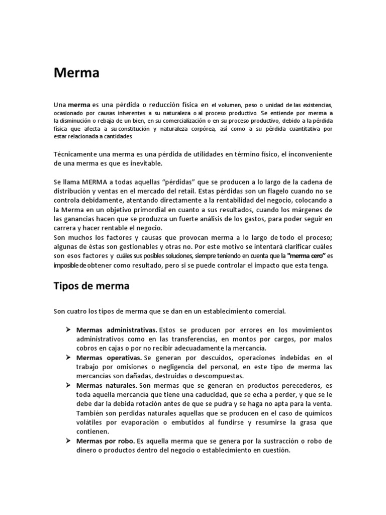 Merma | PDF | Bienes | Beneficio (economía)