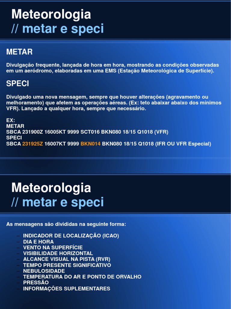 AULA - Metar e Speci | PDF | Ferimento | Meteorologia