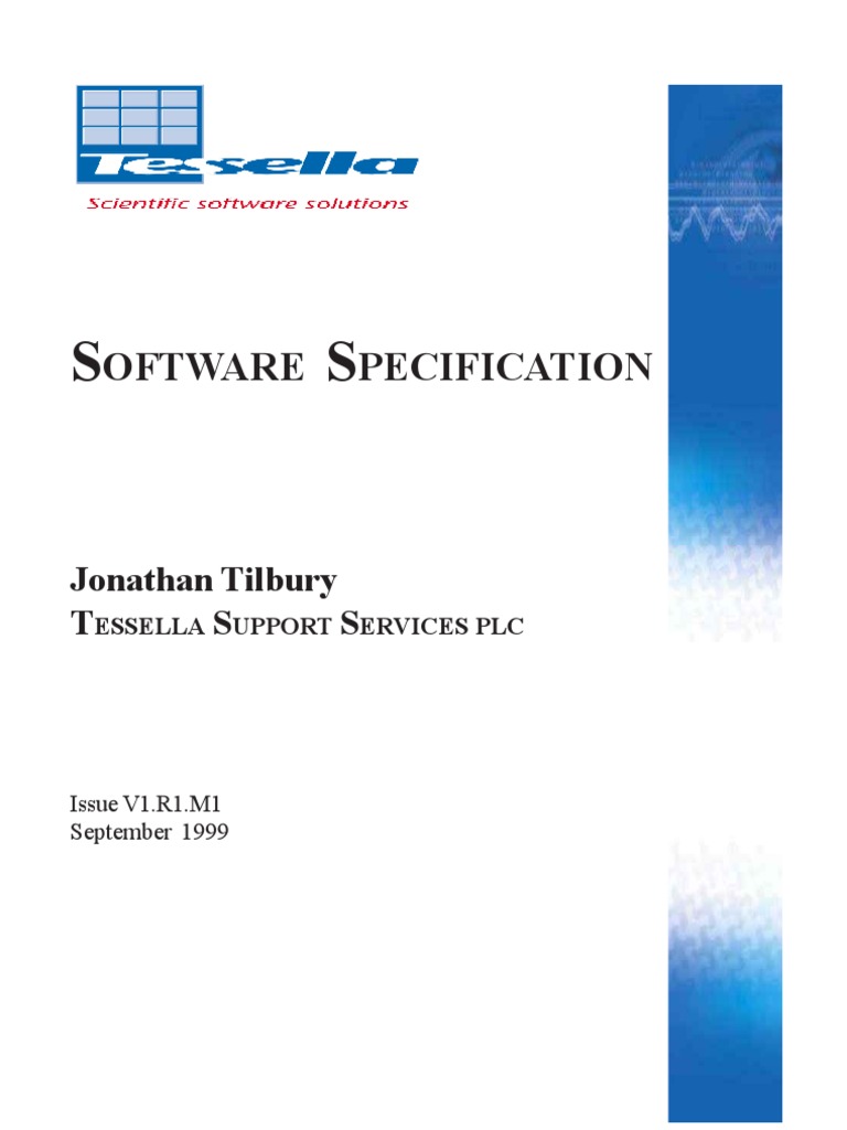 Oftware Pecification: Jonathan Tilbury T S S | PDF | Specification ...