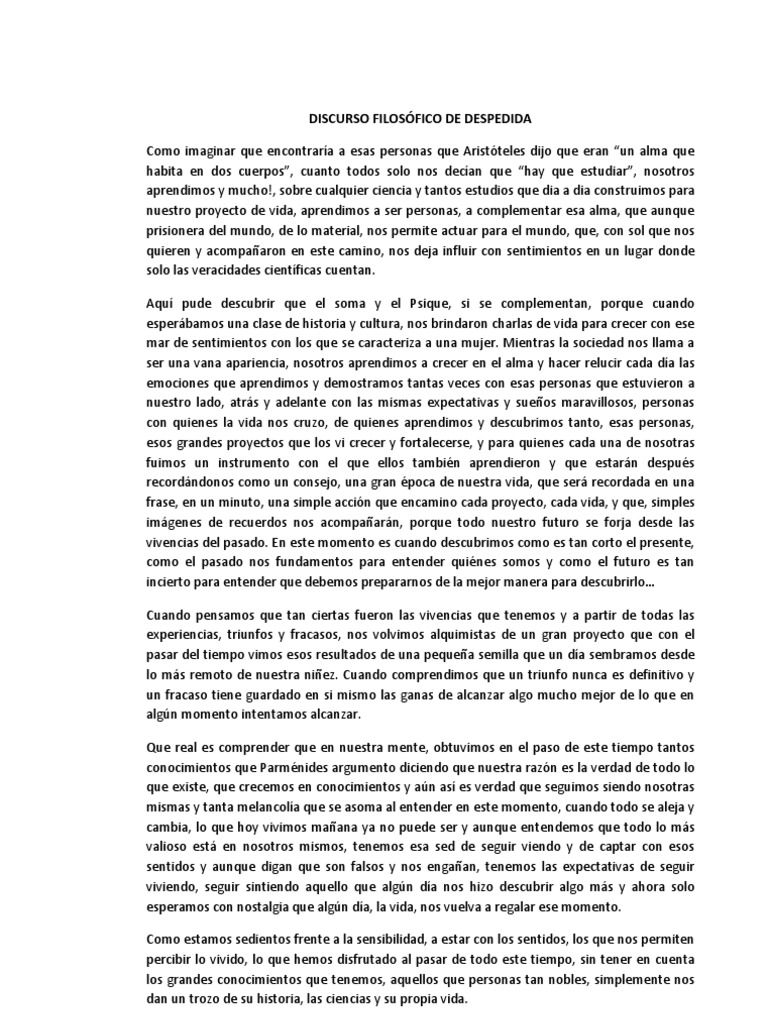 Reflexiones de un Discurso Filosófico | PDF | Verdad | Vida