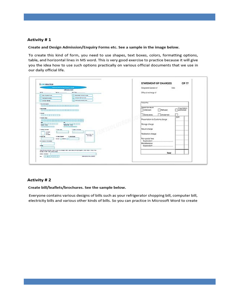 MS Word Activities Keyboarding and Document Processing With Rubric (1 ...