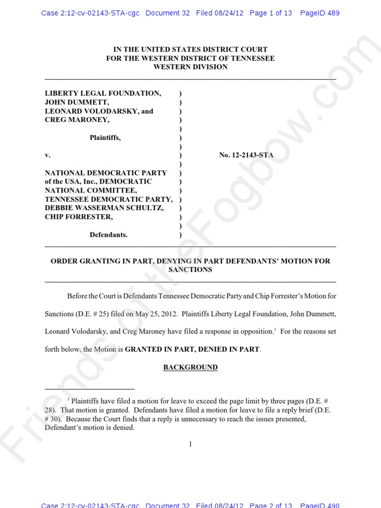 2012-08-24 WDTN - LLFvDNC - SANCTIONS ORDER - ECF 32 | Lawsuit ...