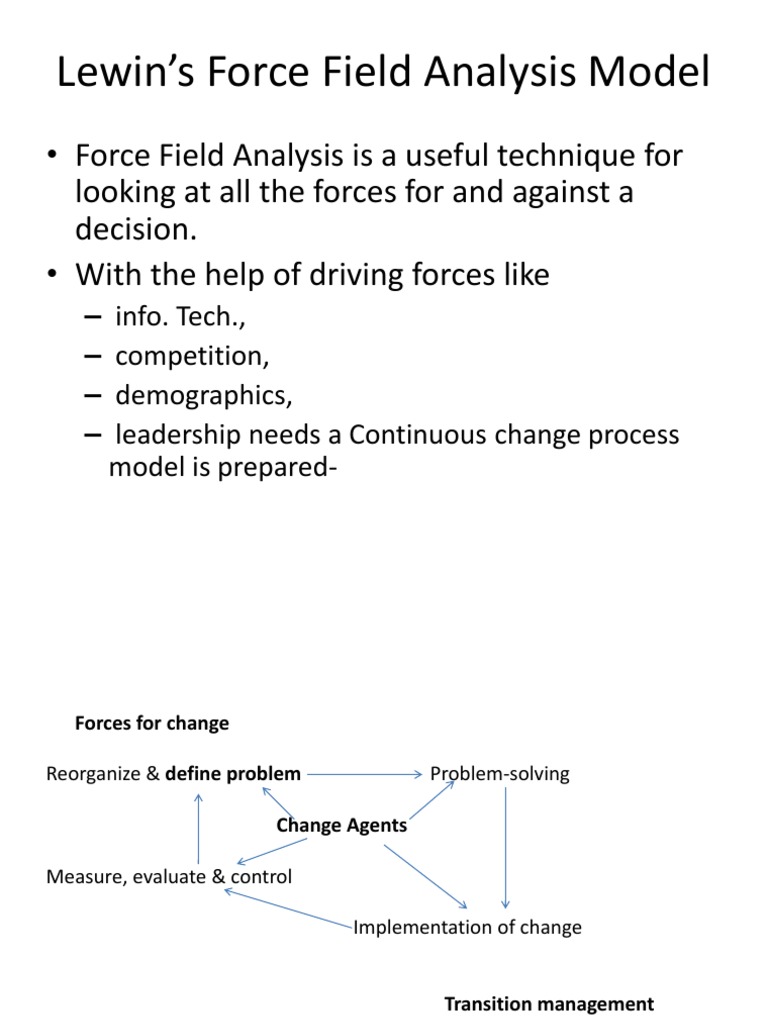 Lewin's Force Field Analysis Model | Download Free PDF | Leadership ...