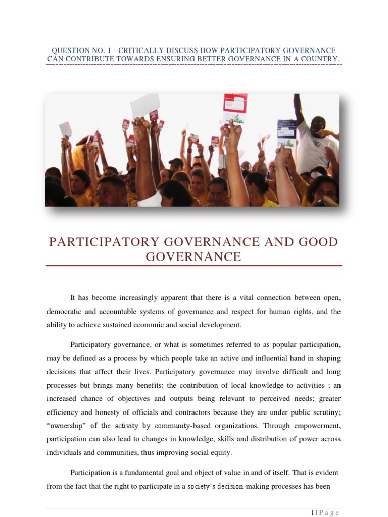 Participatory Governance - Report | PDF | Governance | Good Governance