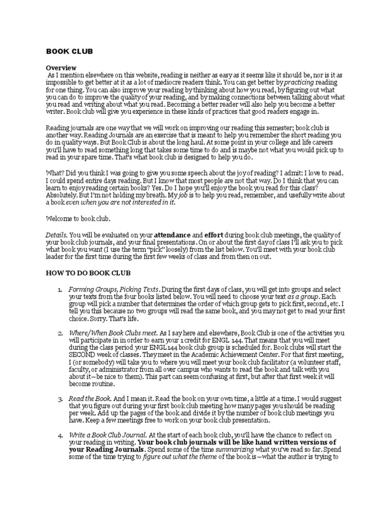 101T Book Club | PDF | Books