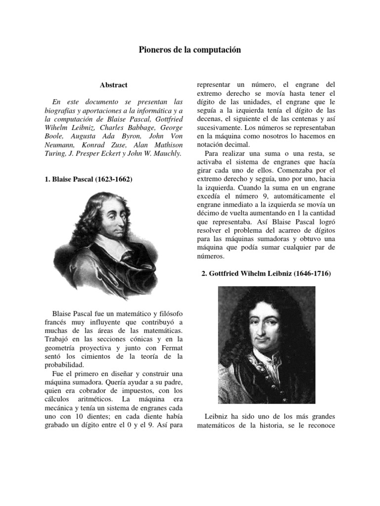 Pioneros de La Computacion | PDF | Ingeniería Informática | Informática