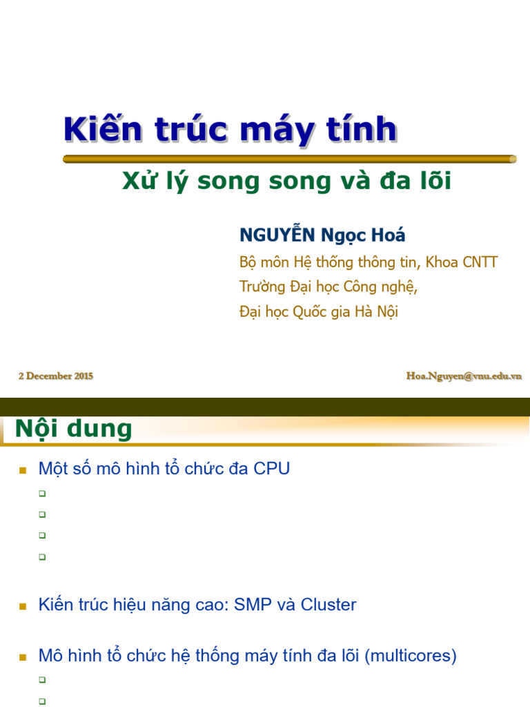 Slide Kiến Trúc Máy Tính - Part09 - Xử Lý Song Song Và Đa Lõi - Nguyễn ...