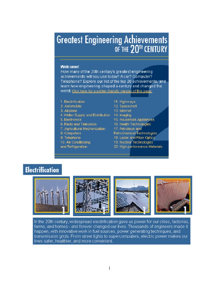 Greatest Engineering Achievements of the 20th Century | Nature