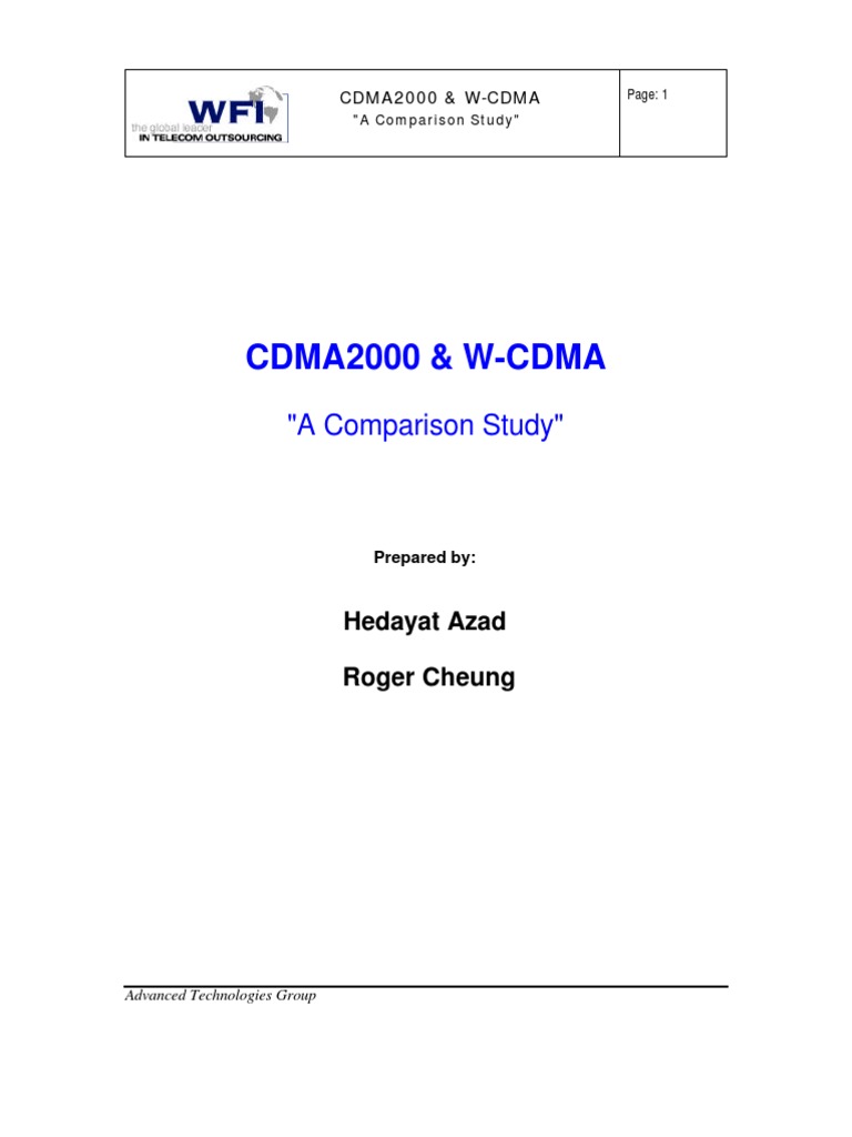 Cdma2000 Wcdma Comparison | PDF | 3 G | 3 Gpp