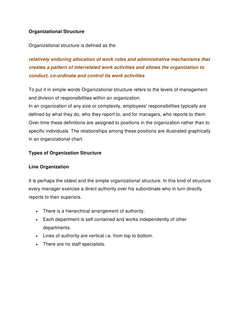 An Analysis of Common Organizational Structures: Line, Functional ...