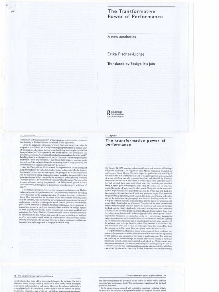 The Transformative Power of Performance - Fischer-Lichte | PDF