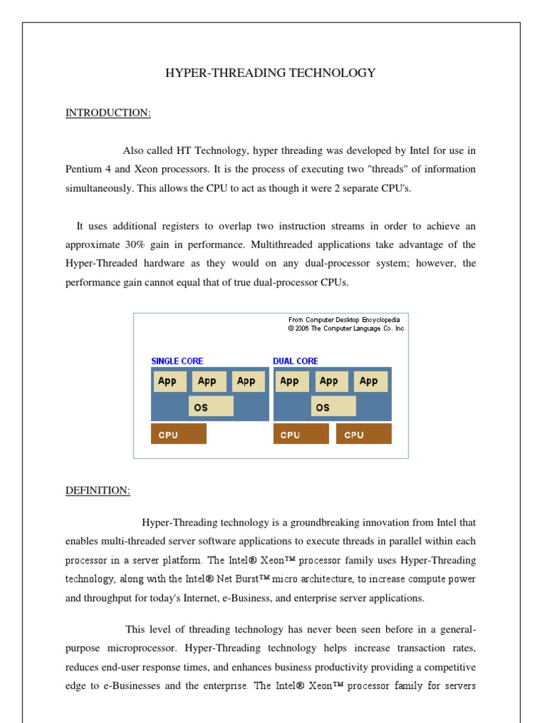 Hyper-Threading Technology | PDF | Central Processing Unit | Random Access Memory