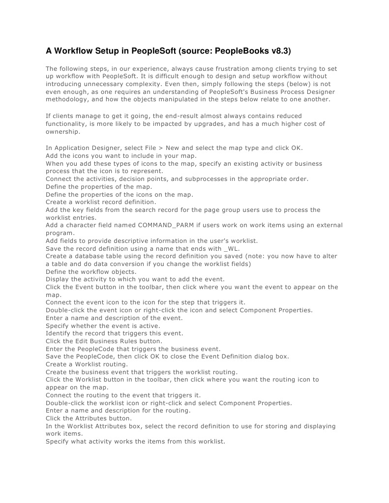 PeopleSoft workflow setup steps | PDF | Business Process | Dialog Box